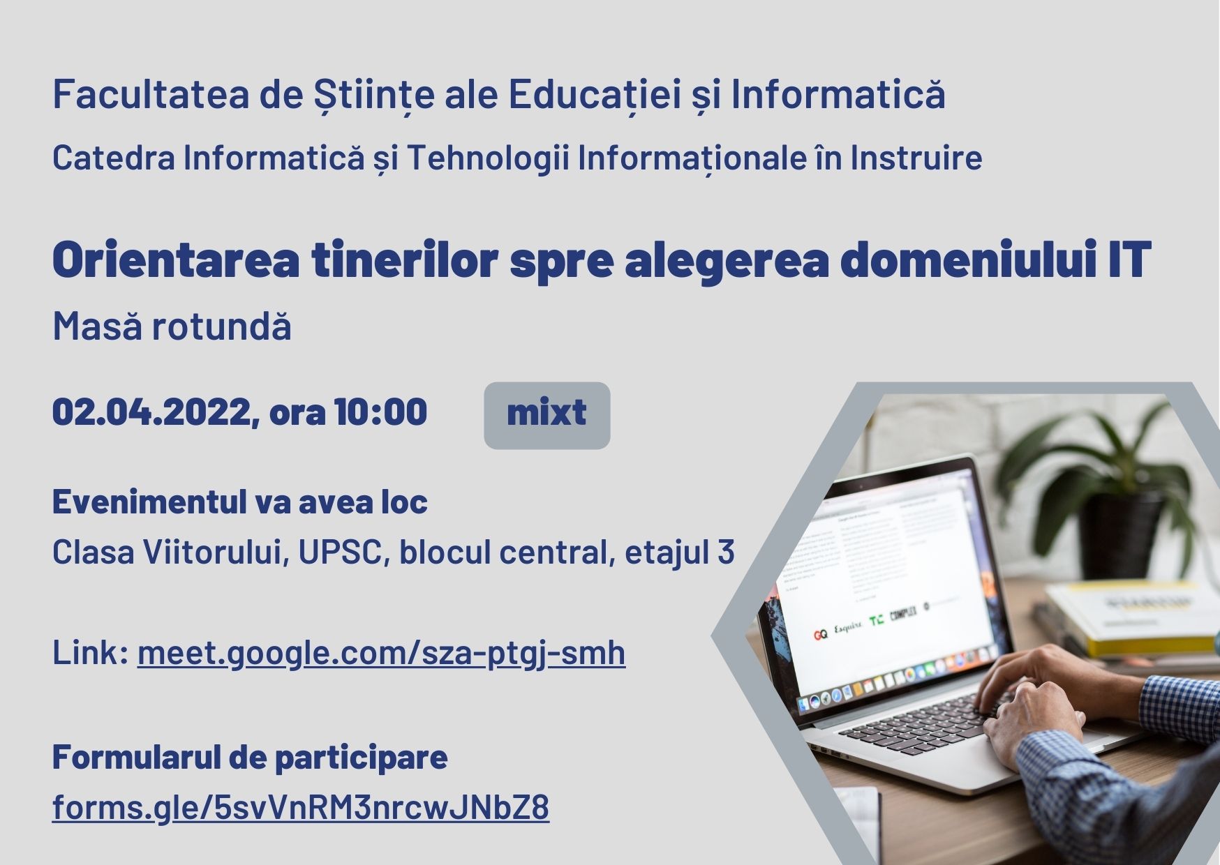 „Orientarea tinerilor spre alegerea domeniului IT” – masă rotundă ...