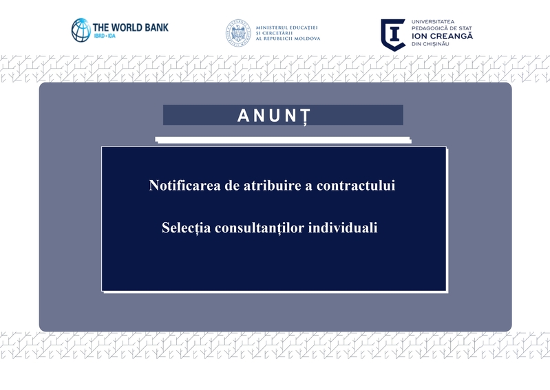 Notificarea privind atribuirea contractului pentru elaborarea ...
