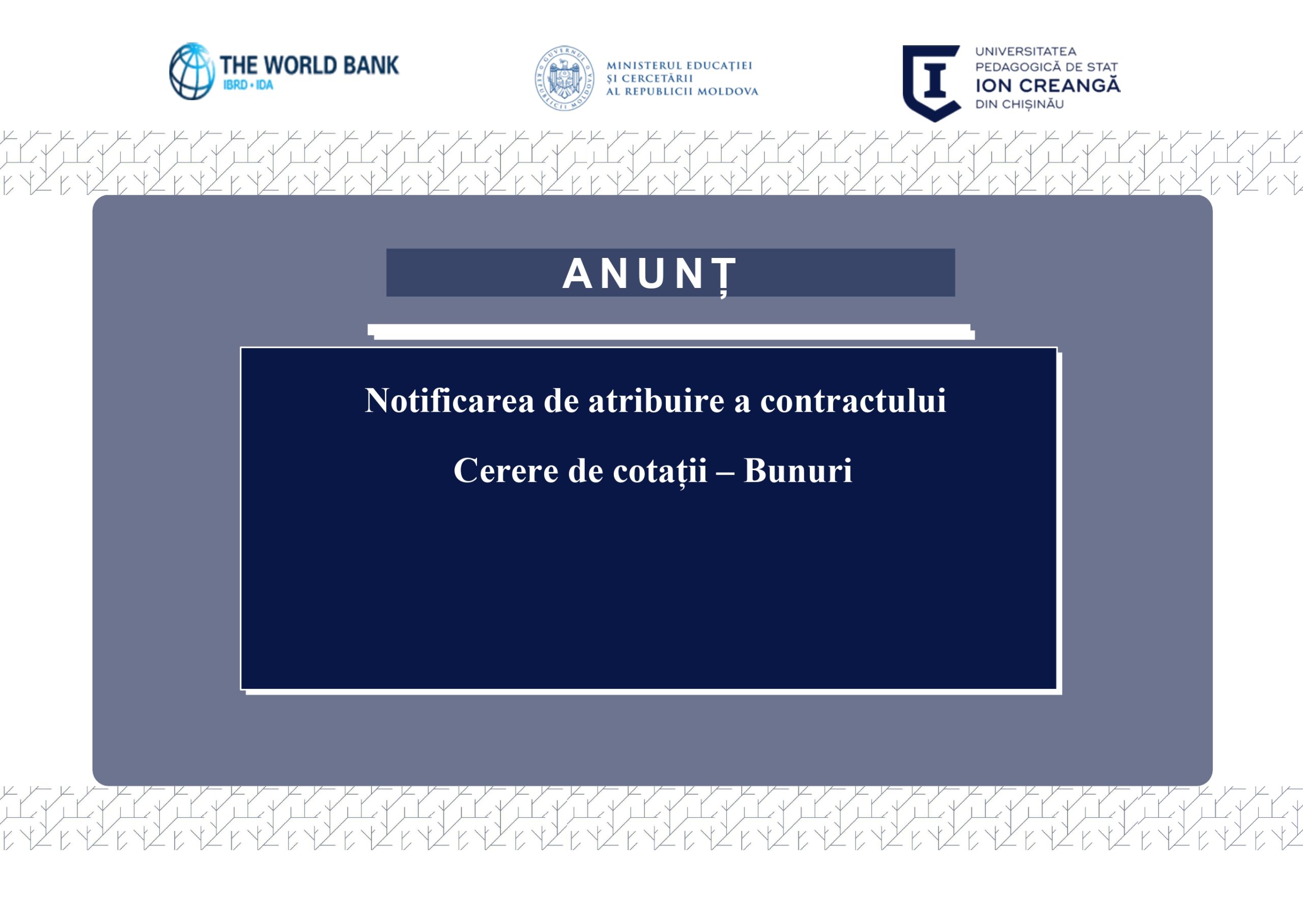 Notificare privind atribuirea contractelor, materiale didactice și ...